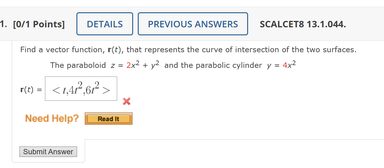 Solved Find a vector function, r(t), that represents the | Chegg.com