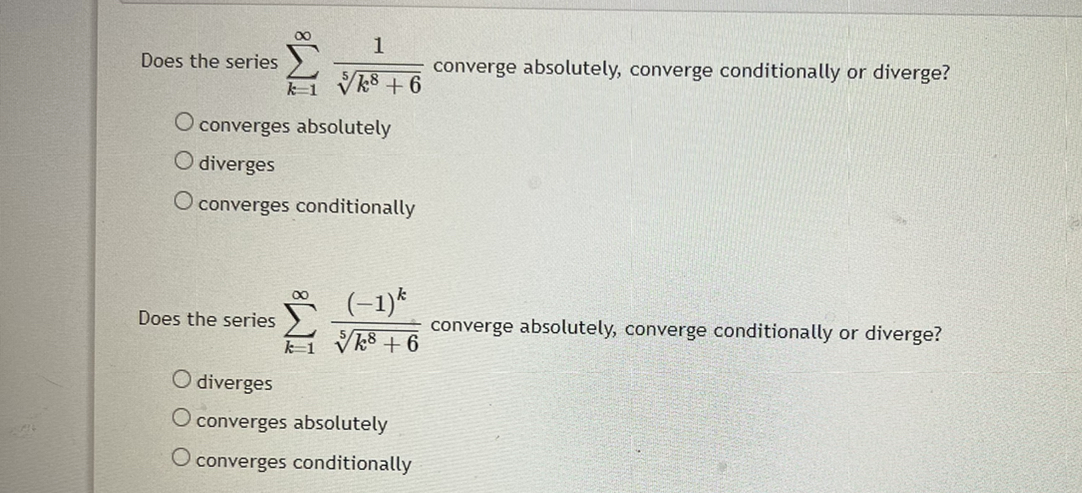 Solved Does the series \\( \\sum_{k=1}^{\\infty} | Chegg.com
