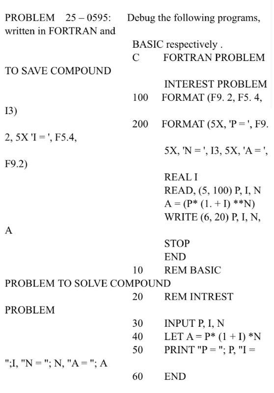 Solved PROBLEM 25-0595: Debug the following programs, | Chegg.com