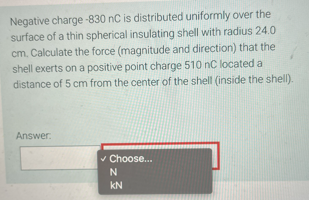 Solved Negative charge \\( -830 \\mathrm{nC} \\) is | Chegg.com