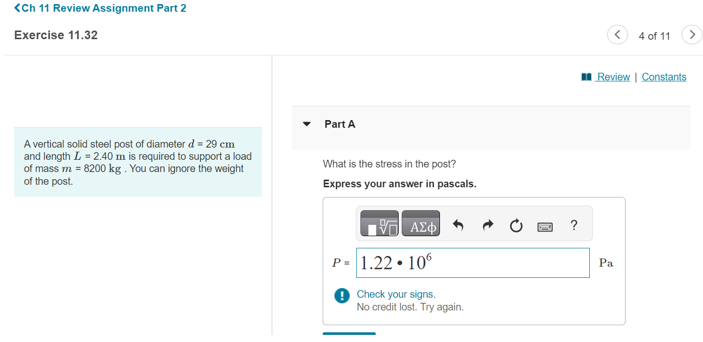 Solved A vertical solid steel post of diameter d = 29 cm and | Chegg.com