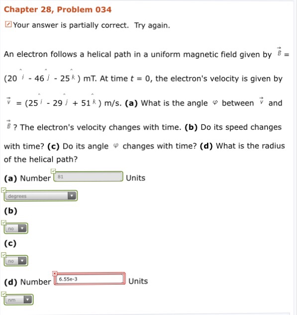Solved An electron follows a helical path in a uniform | Chegg.com