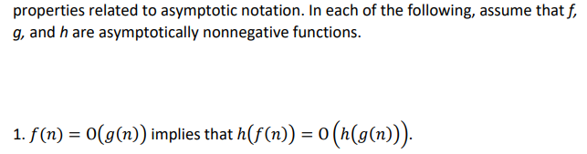 Solved properties related to asymptotic notation. In each of | Chegg.com