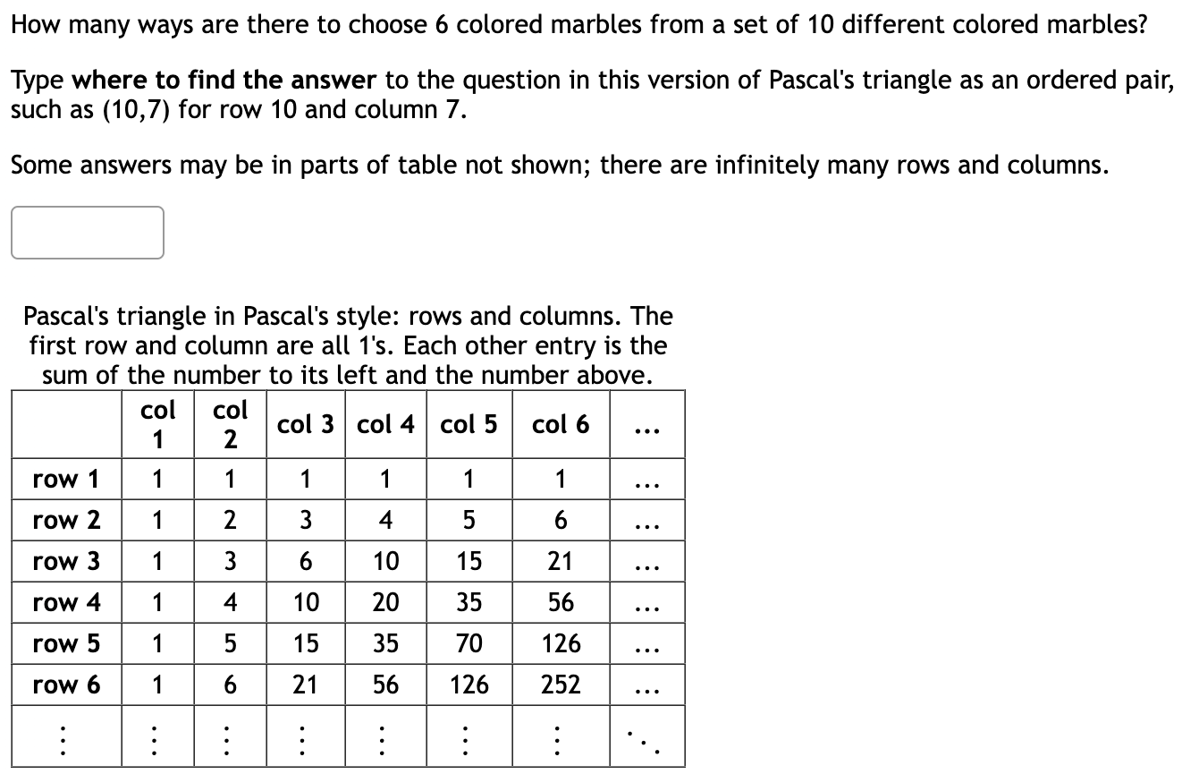 Solved How many ways are there to choose 6 ﻿colored marbles | Chegg.com