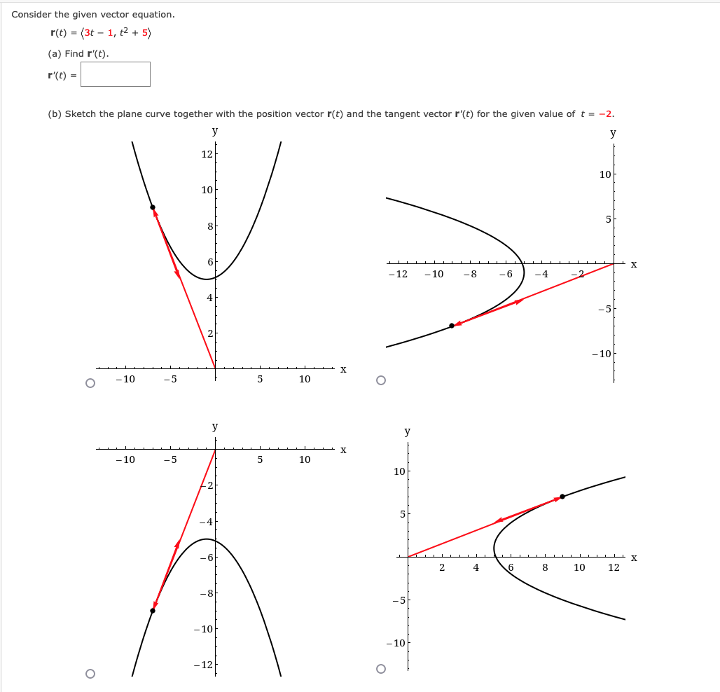 Solved Consider The Given Vector Equation R T 3t 1