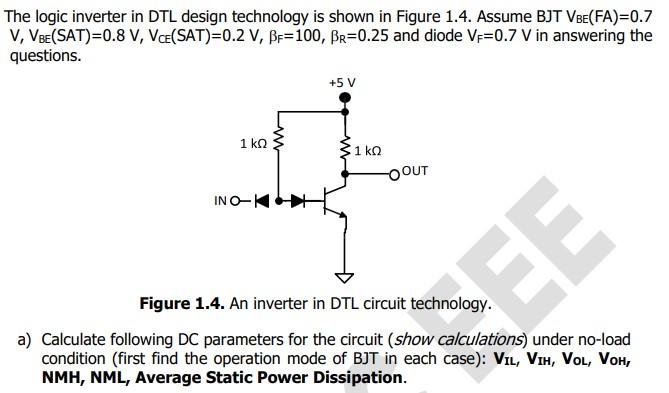 The logic inverter in DTL design technology is shown | Chegg.com