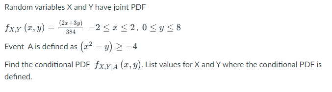 Solved Random variables X and Y have joint PDF | Chegg.com
