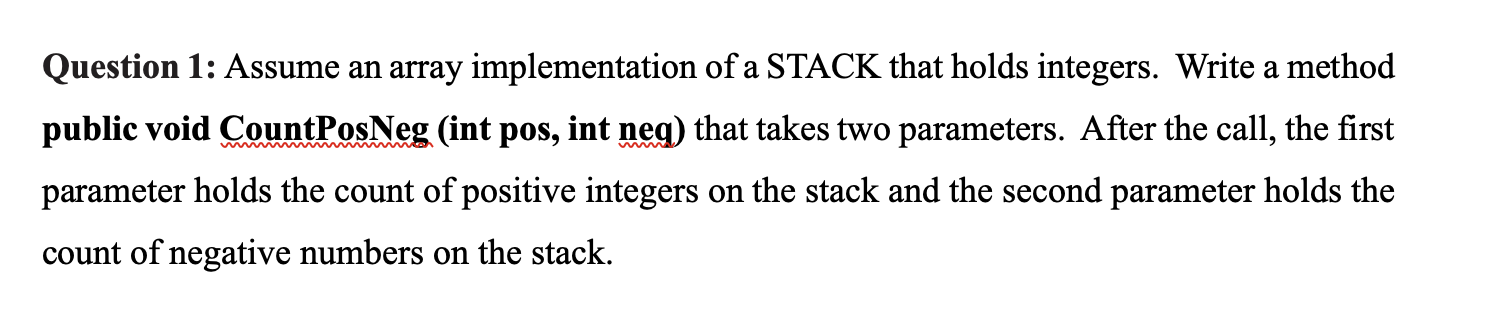 Solved Question 1: Assume an array implementation of a STACK | Chegg.com