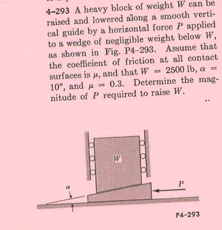 Solved 4-293 A heavy block of weight W can be raised and | Chegg.com