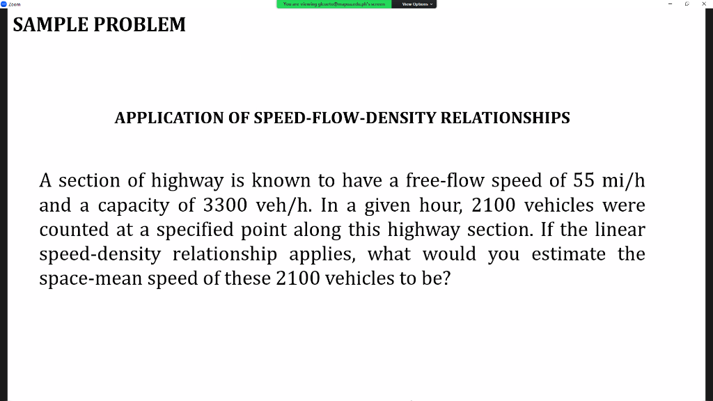 Solved APPLICATION OF SPEED-FLOW-DENSITY RELATIONSHIPS A | Chegg.com