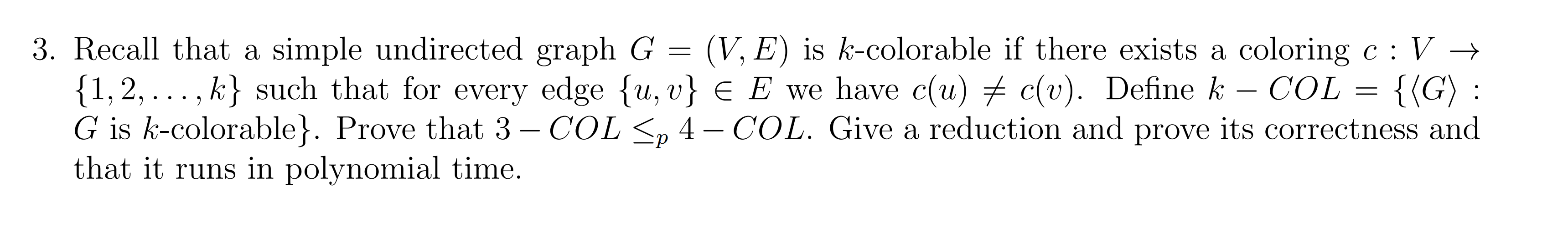 Solved = 3. Recall that a simple undirected graph G (V, E) | Chegg.com