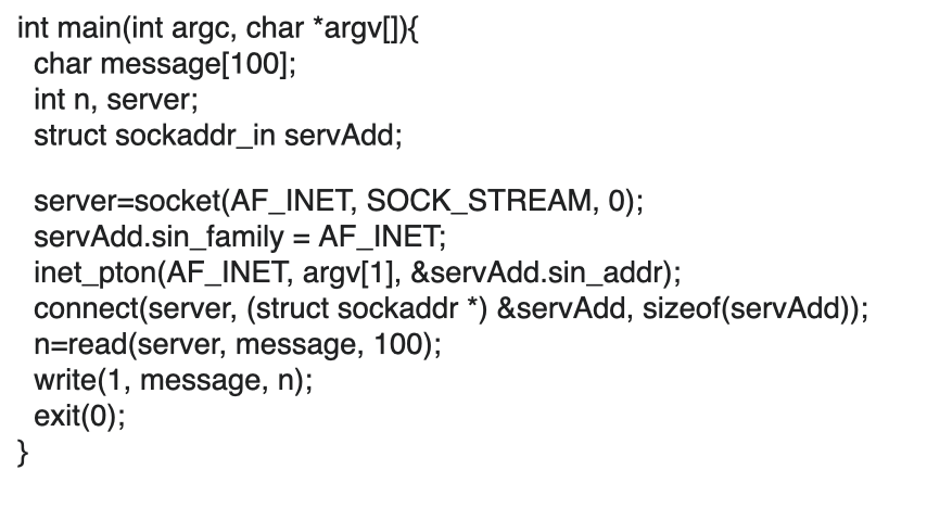 Solved The program below is a simple client that reads a | Chegg.com