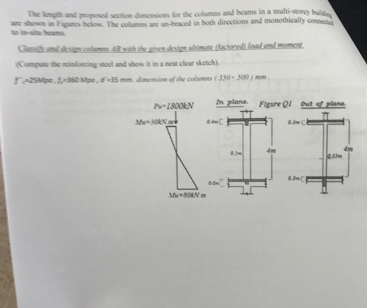 propesed section dimensions for the columns and beams | Chegg.com