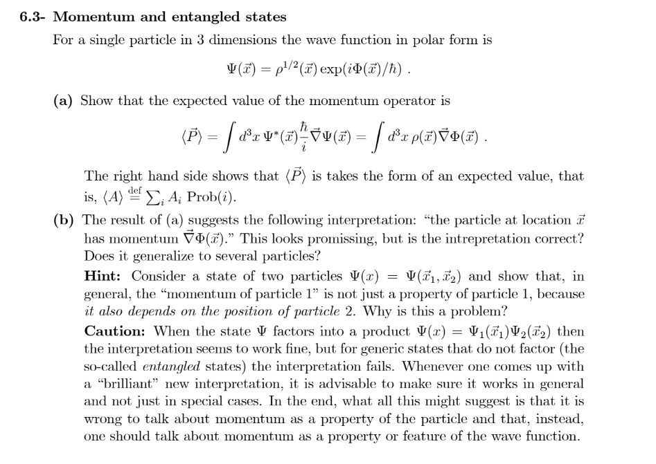 Solved 3- Momentum and entangled states For a single | Chegg.com
