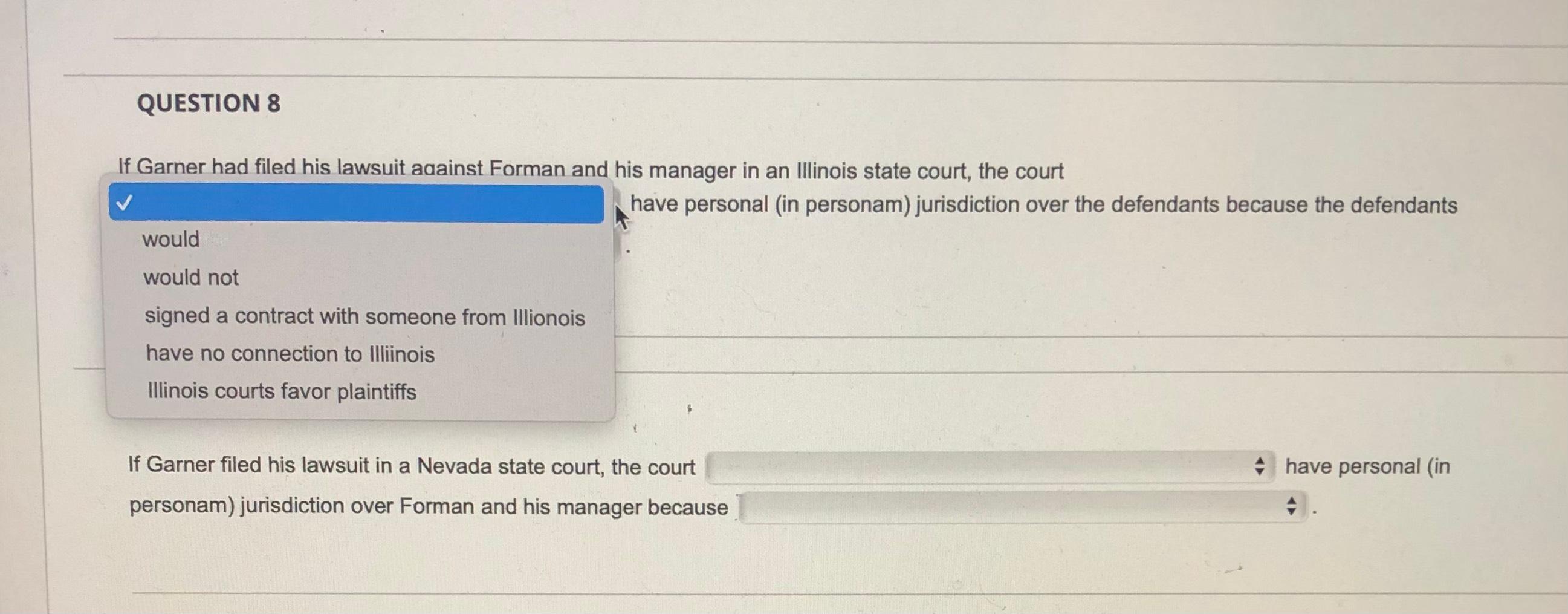 Solved Stan Garner resides in Illinois and promotes boxing | Chegg.com