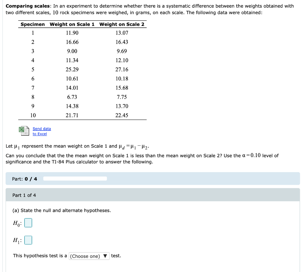 Solved Comparing scales: In an experiment to determine | Chegg.com