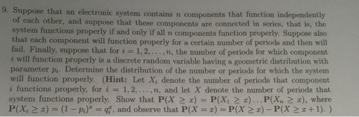 Solved 9. Suppose that an electronic system containsn of | Chegg.com