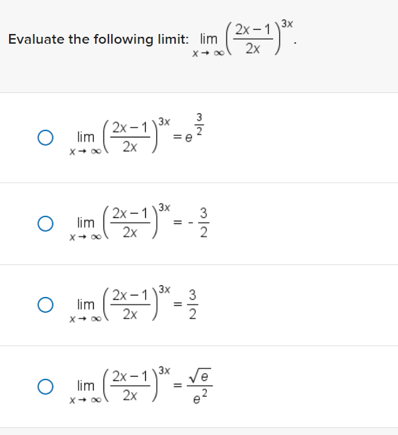 Solved Evaluate the following limit: | Chegg.com