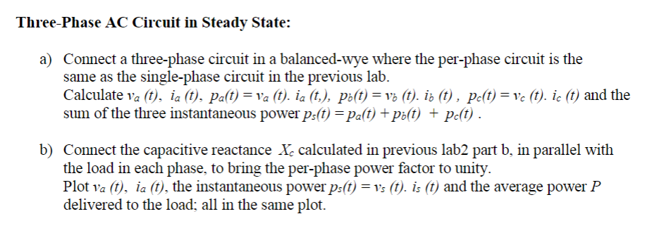 Three-Phase AC Circuit in Steady State: a) Connect a | Chegg.com