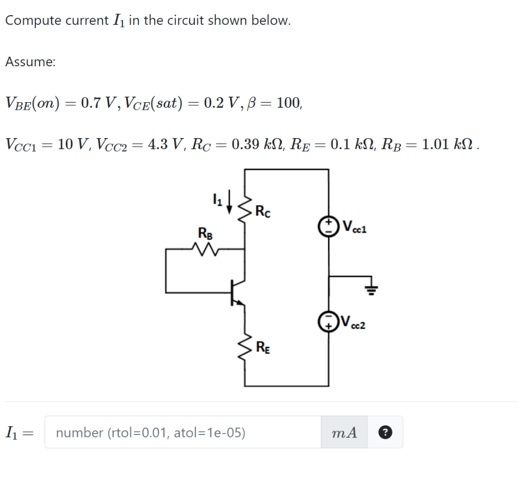Solved Compute current I1 in the circuit shown below. | Chegg.com