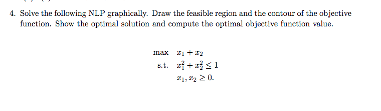 Solved 4. Solve the following NLP graphically. Draw the | Chegg.com