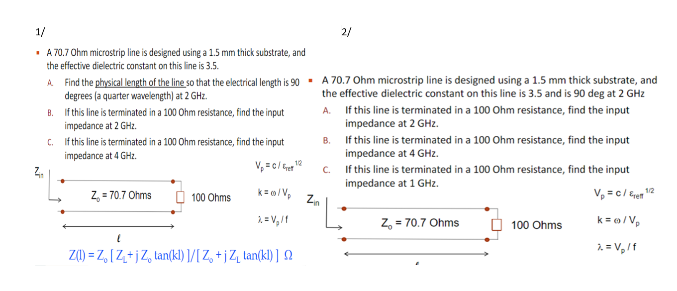 Solved 1/ ki · A 70.7 Ohm microstrip line is designed using | Chegg.com