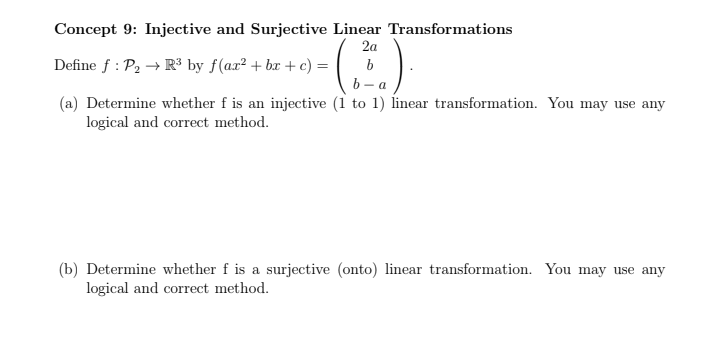 Solved Concept 9: Injective and Surjective Linear | Chegg.com