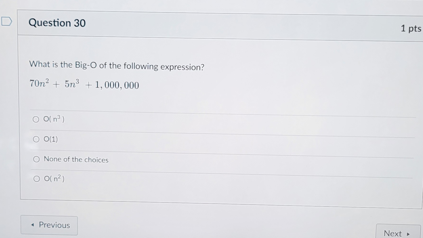 Solved What is the Big-O of the following expression? | Chegg.com