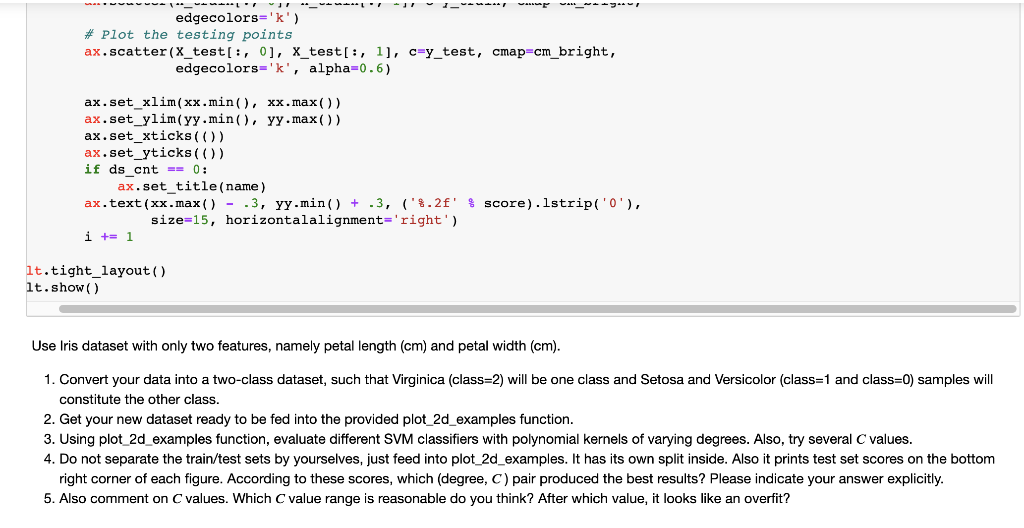 def plot_2d_examples(classifiers, names, datasets, | Chegg.com