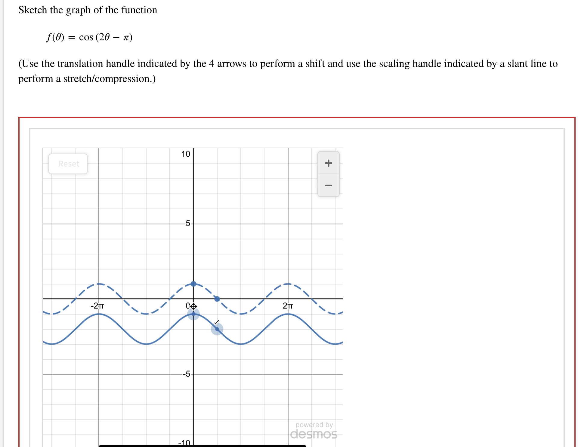 Solved Sketch the graph of the function f(θ)=cos(2θ−π) (Use | Chegg.com