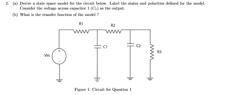 Solved 2. (a) Derive a state space model for the circuit | Chegg.com