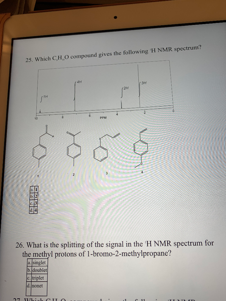 Solved 25. Which CHO compound gives the following 'H NMR | Chegg.com