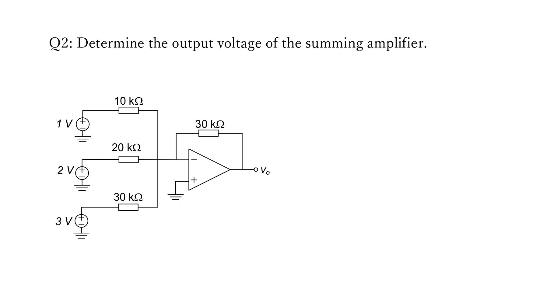 Solved Q2: Determine the output voltage of the summing | Chegg.com