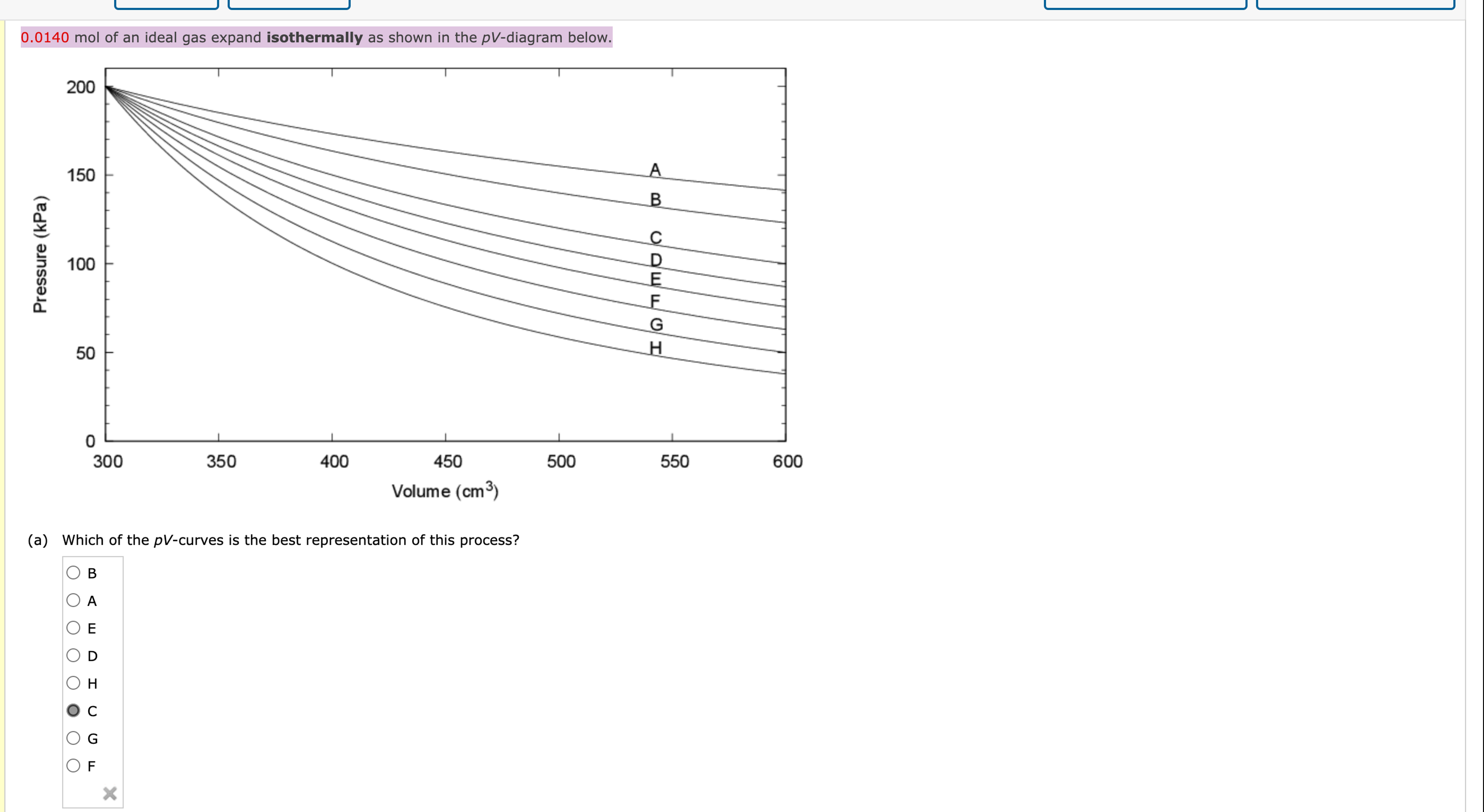 Solved 140mol of an ideal gas expand isothermally as shown | Chegg.com