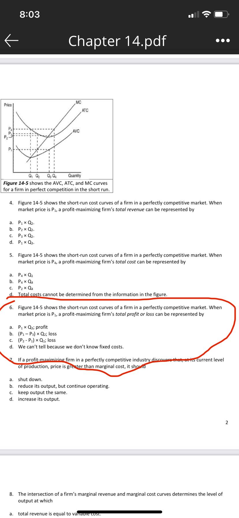 Solved 4. Figure 14-5 shows the short-run cost curves of a | Chegg.com