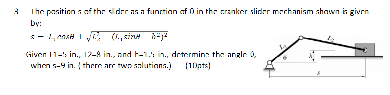 Solved 3. The position s of the slider as a function of in | Chegg.com