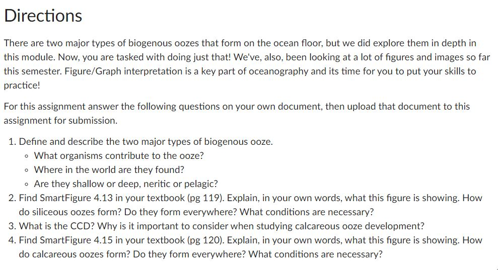 Solved Directions There are two major types of biogenous | Chegg.com