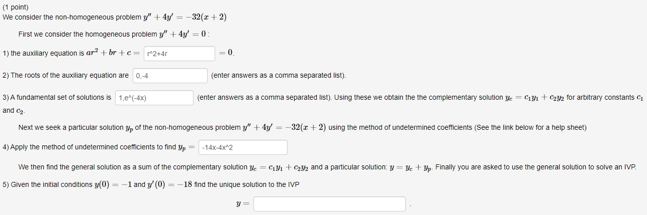Solved (1 point) We consider the non-homogeneous problem | Chegg.com