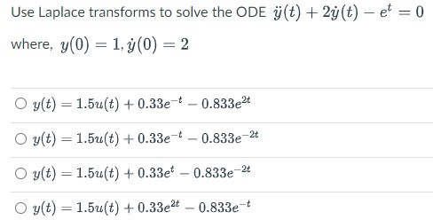 Solved Use Laplace transforms to solve the ODE | Chegg.com
