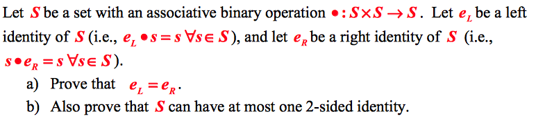Solved Let S Be A Set With An Associative Binary Operation 8934