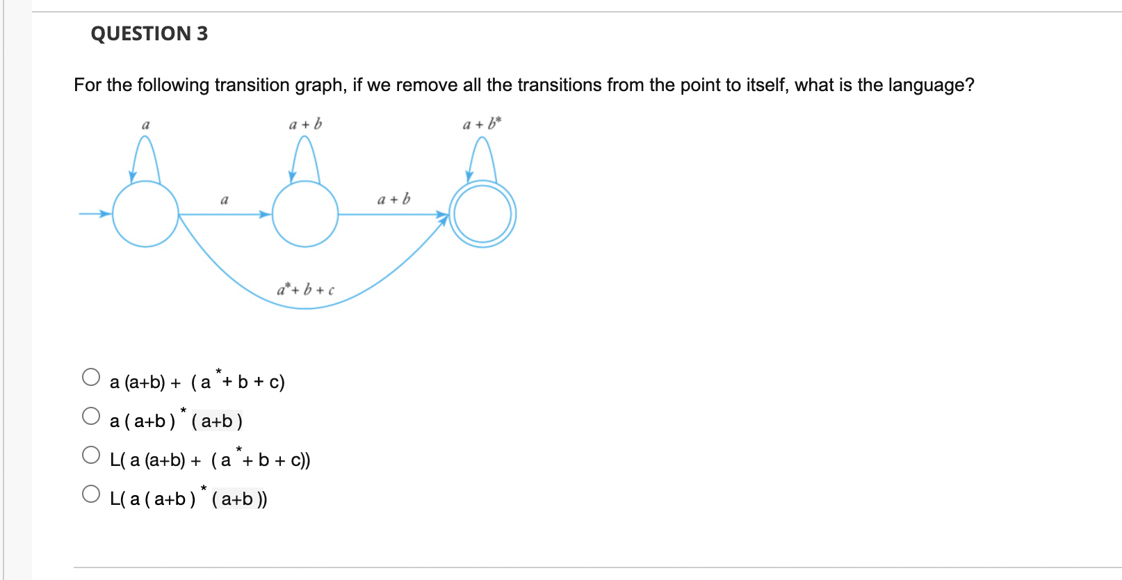 Solved QUESTION 3 For the following transition graph, if we | Chegg.com