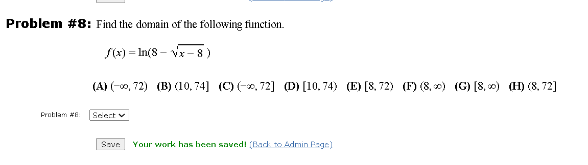 Solved Problem \#8: Find the domain of the following | Chegg.com