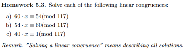 Solved Homework 5.3. Solve each of the following linear | Chegg.com
