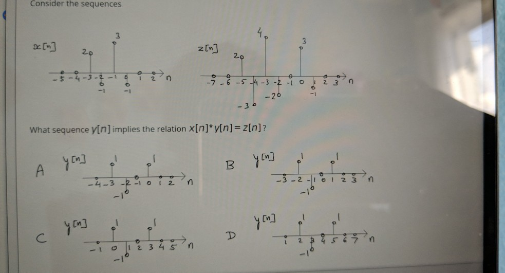 Solved Consider the sequences 3 [n] 0 1 2 230 -7-6-5-4-3 -2 | Chegg.com
