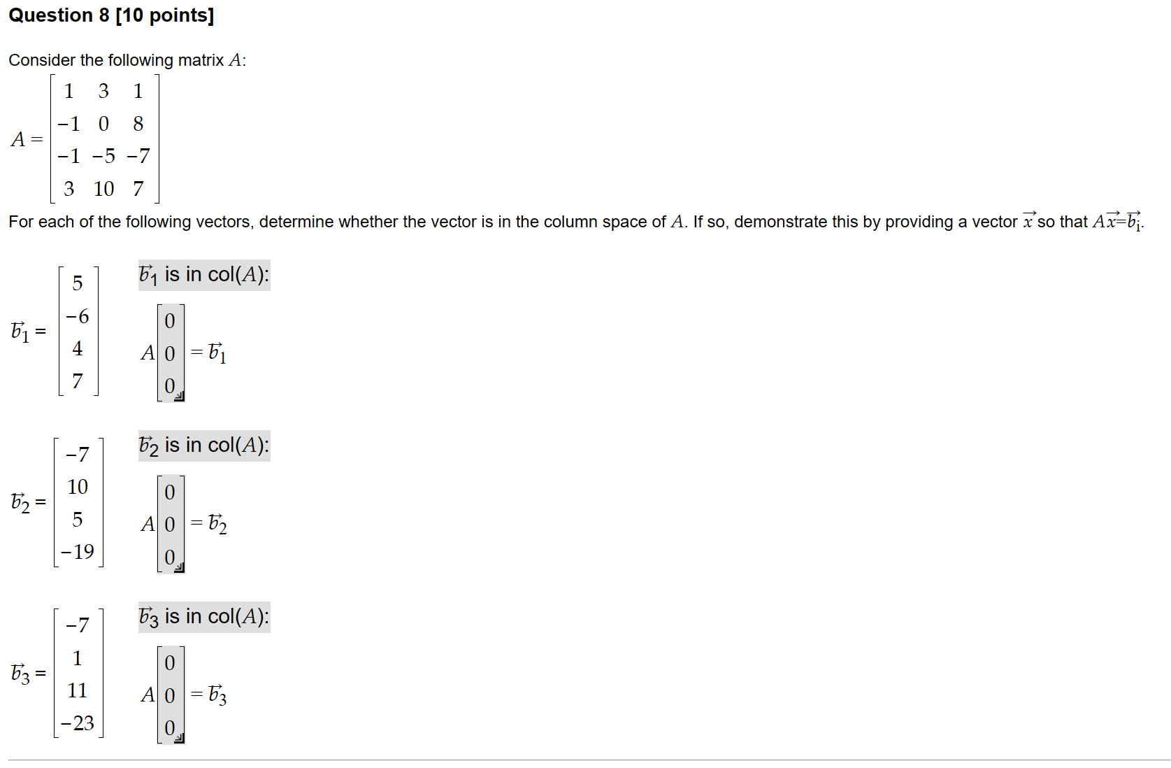 Solved Consider the following matrix A : | Chegg.com