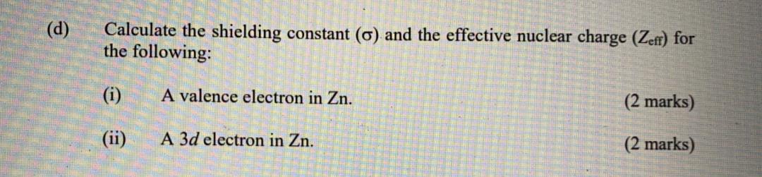 Solved (d) Calculate the shielding constant (o) and the | Chegg.com