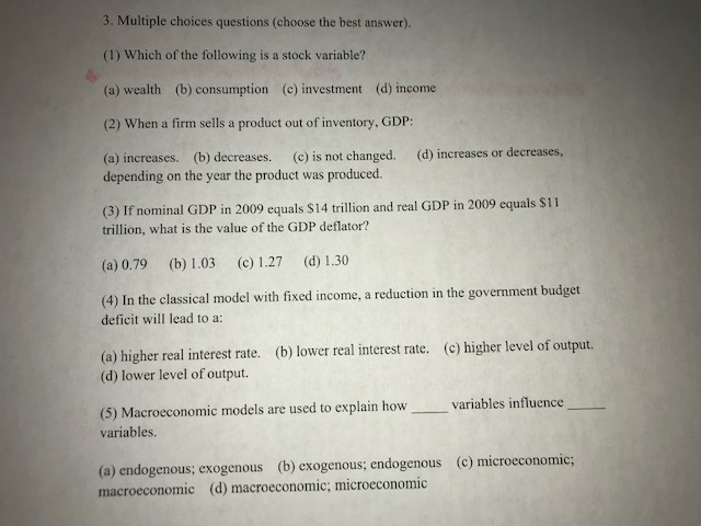 Solved 3. Multiple choices questions (choose the best | Chegg.com