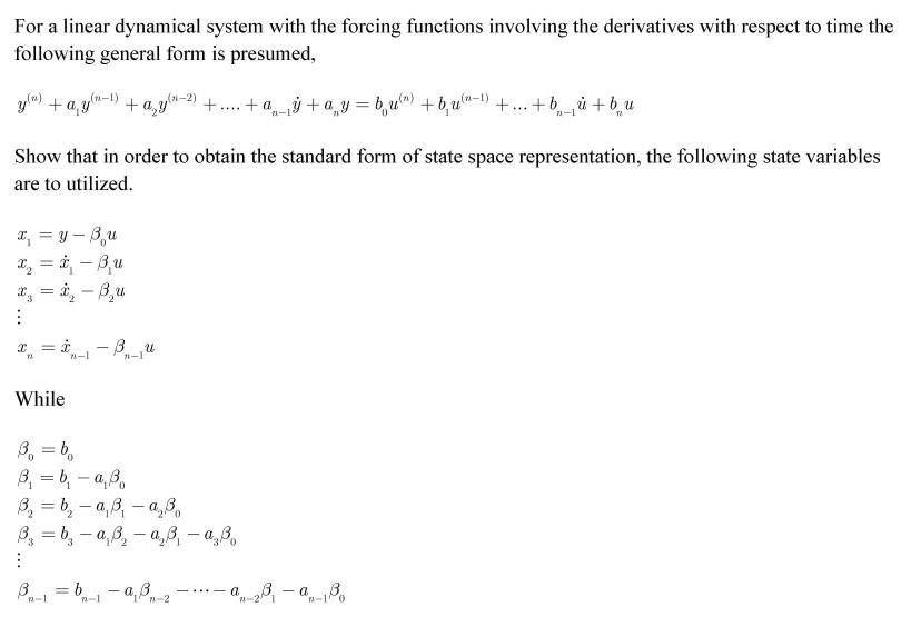 Solved For a linear dynamical system with the forcing | Chegg.com