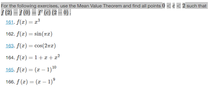 Solved For the following exercises, use the Mean Value | Chegg.com