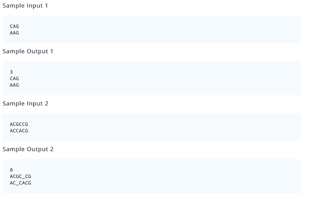 Input Format The input consists of two lines, where | Chegg.com